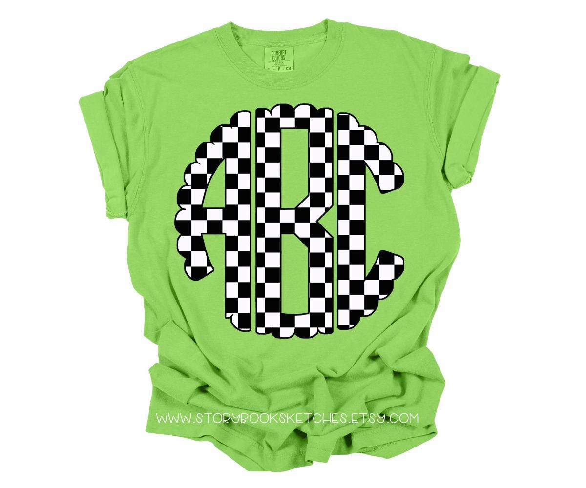 Black and White Checkered Monogram PNG | Digital Download | Black ...