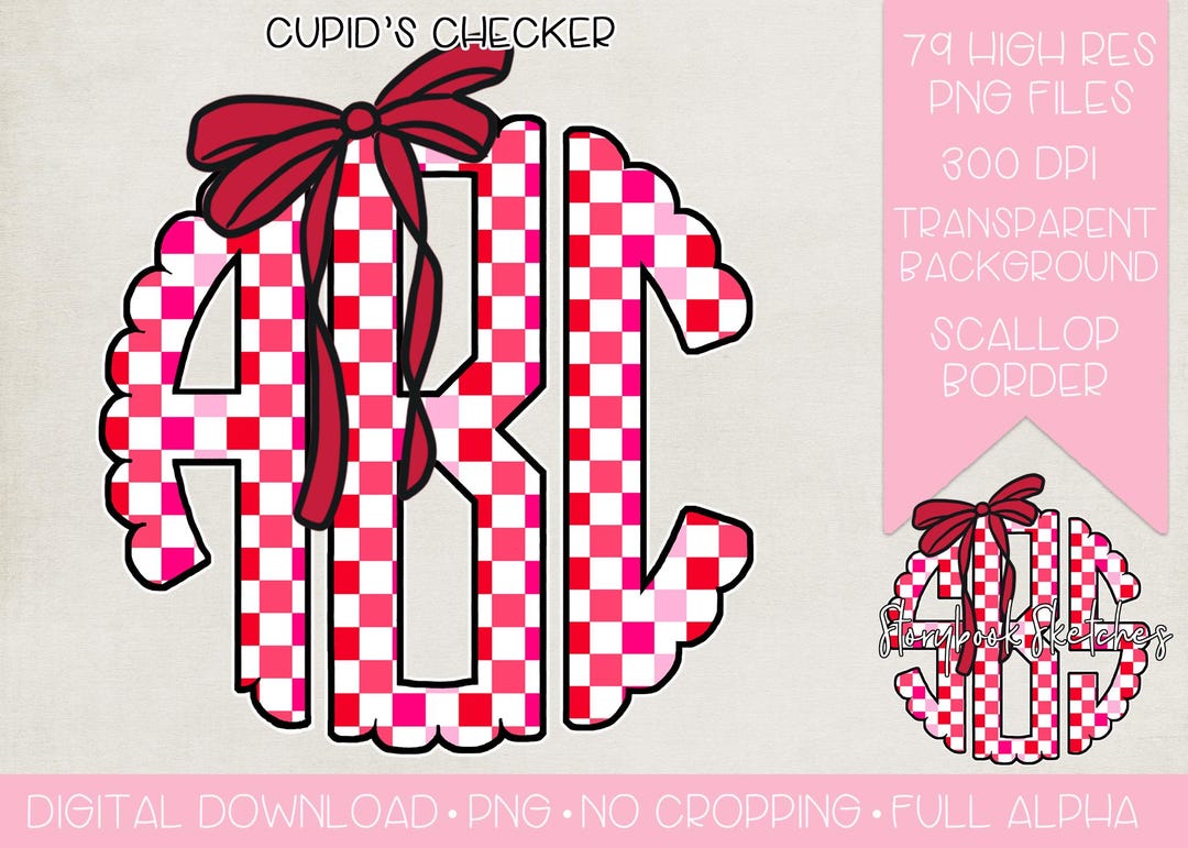 Cupid Checker Monogram PNG | Digital Download | Valentine's Day Checker ...