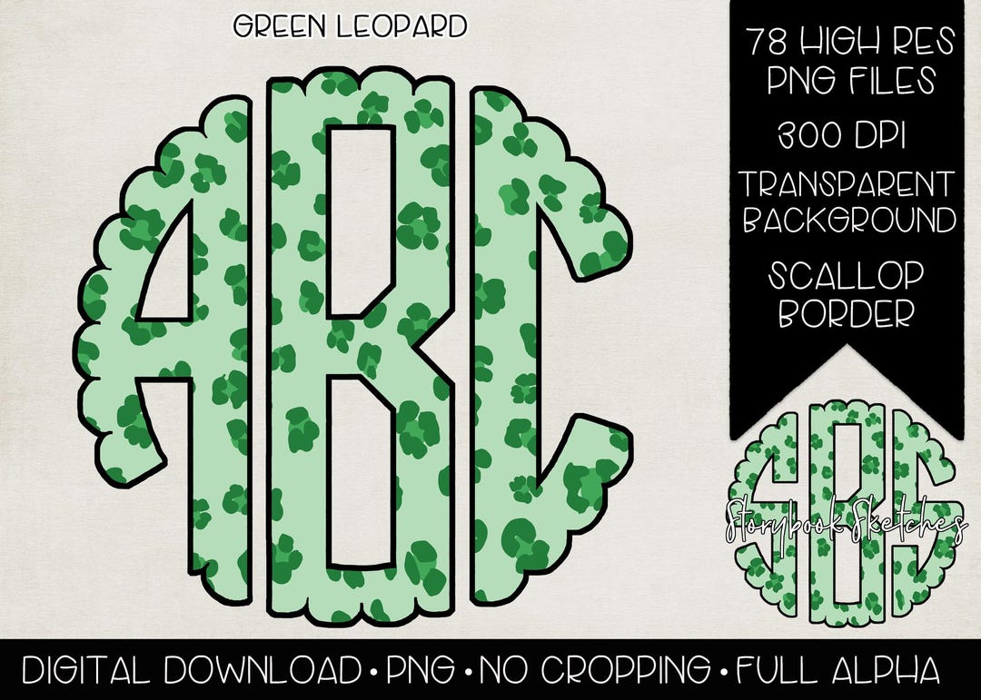 Green Leopard Monogram PNG | Digital Download | St Patrick's Day Green ...
