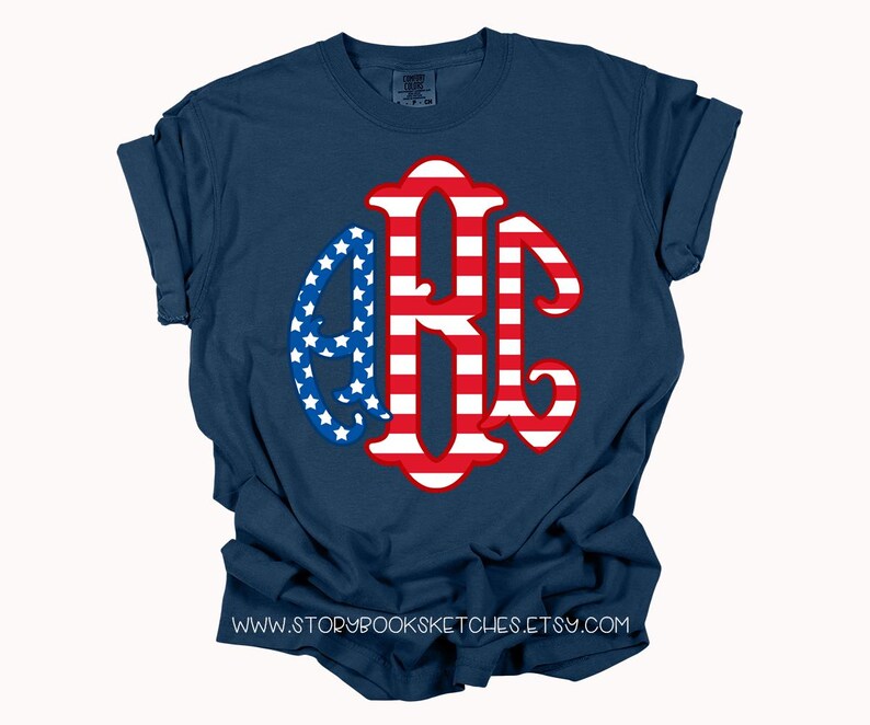 American Flag Fishtail Monogram PNG | Digital Download | Patriotic ...