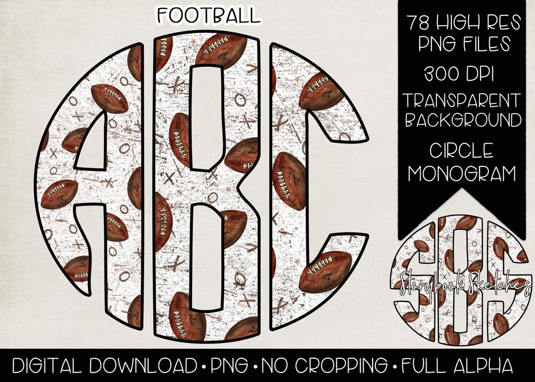 Boys Grunge Football Circle Monogram PNG | Digital Download | Full ...