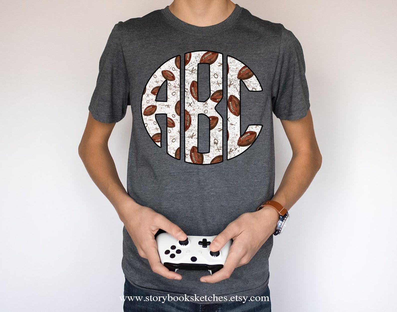 Boys Grunge Football Circle Monogram PNG | Digital Download | Full ...