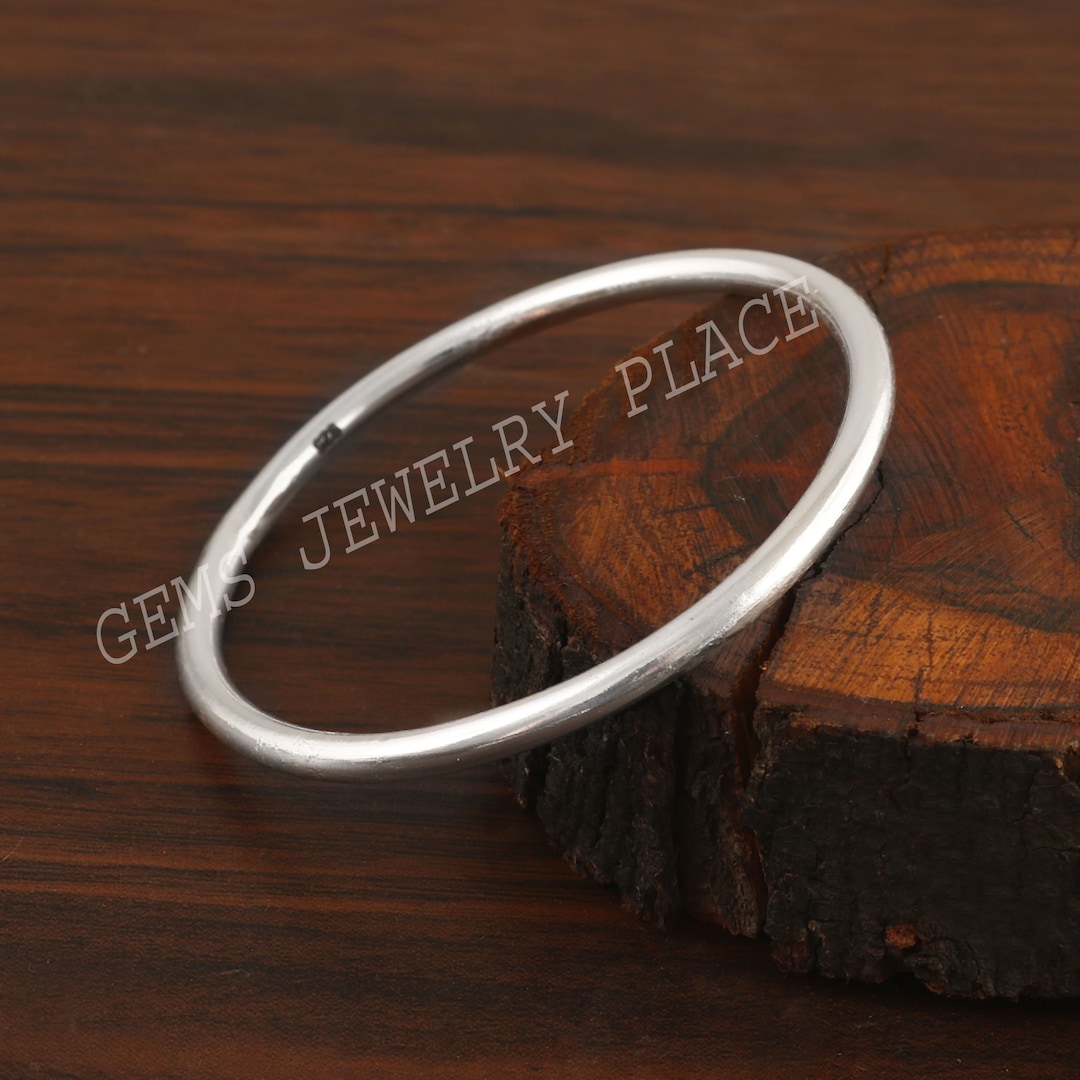 925 Silver Bangle Bracelet/punjabi Kada Bangle/handmade Jewelry Women Bracelet/ Simple Everyday ...