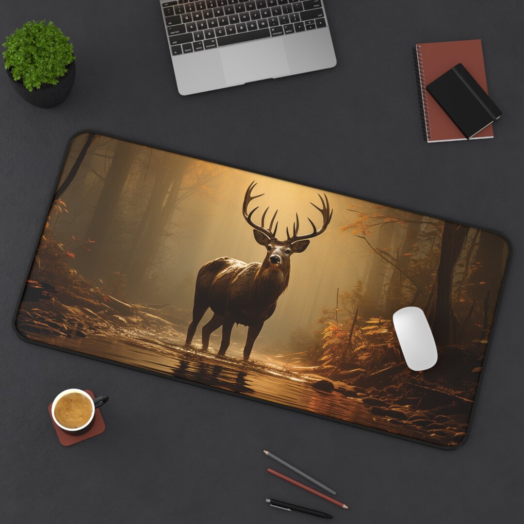 Majestic Buck in the Woods Desk Mat or a Desk Protector, Gaming Mouse ...