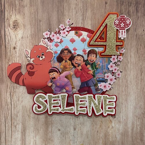 Turning Red Happy Birthday Banner. Turning Red Cake Topper. - Etsy