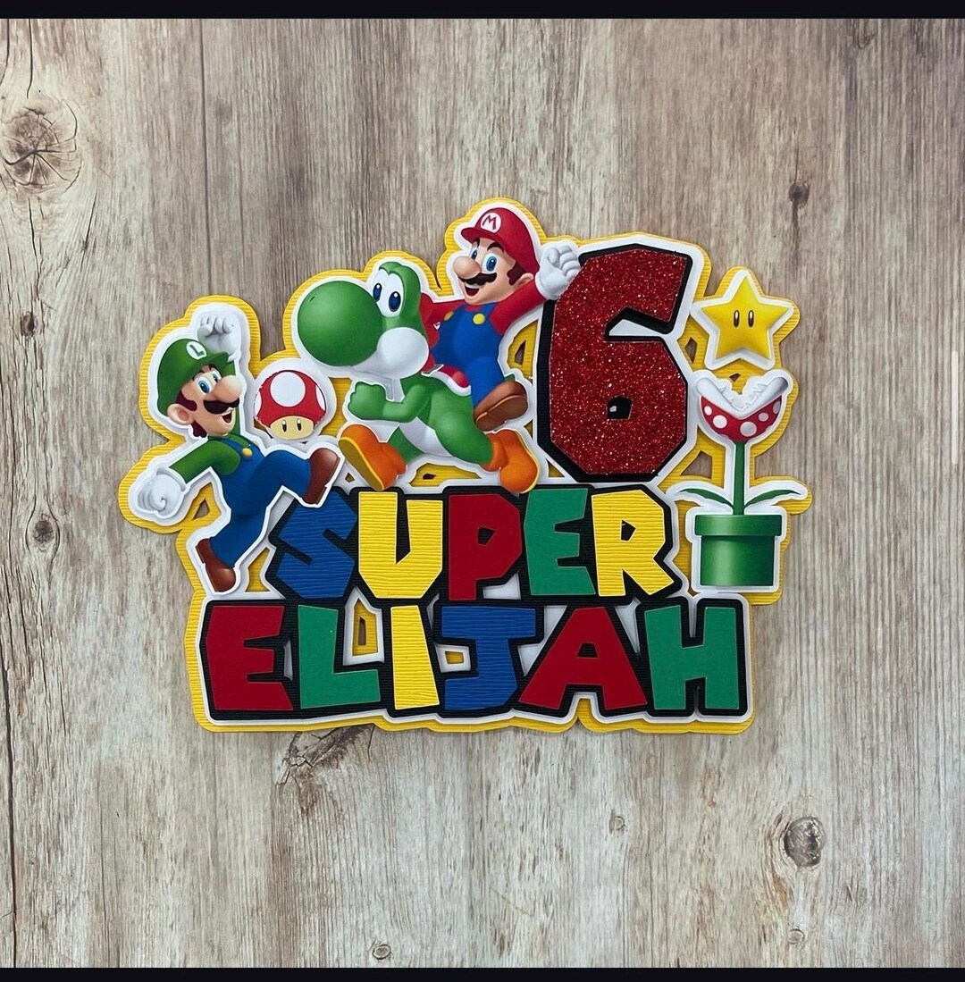 Super Mario Cake Topper, Super Mario Bro Cake Topper - Etsy