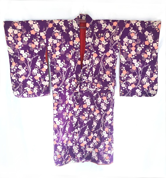 Vintage kimono Taisho Roman style - bright purple wit… - Gem
