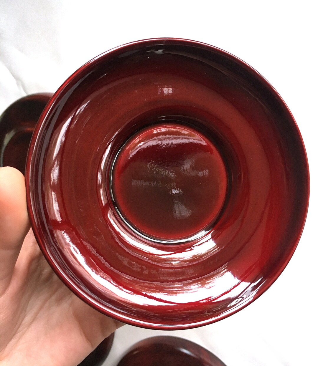 Small Japanese Wooden Plates - Wooden With Semi Transparent Red Lacquer ...