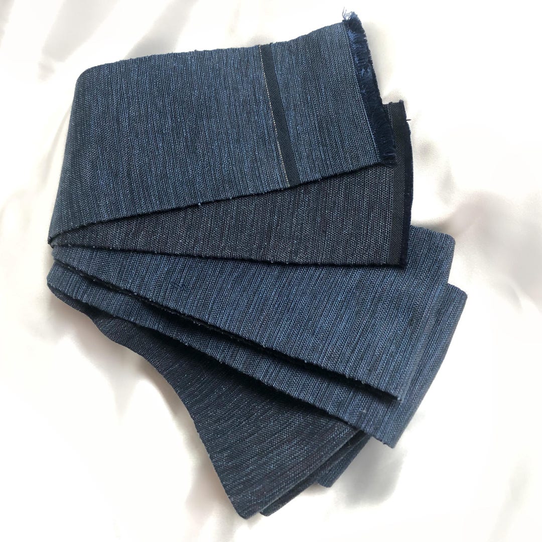 Simple Narrow Kaku Obi - Textured Denim Blue - Etsy