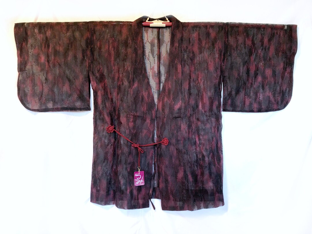 Vintage Japanese Kimono Coat- Summer See-through Short Jacket Dochugi ...