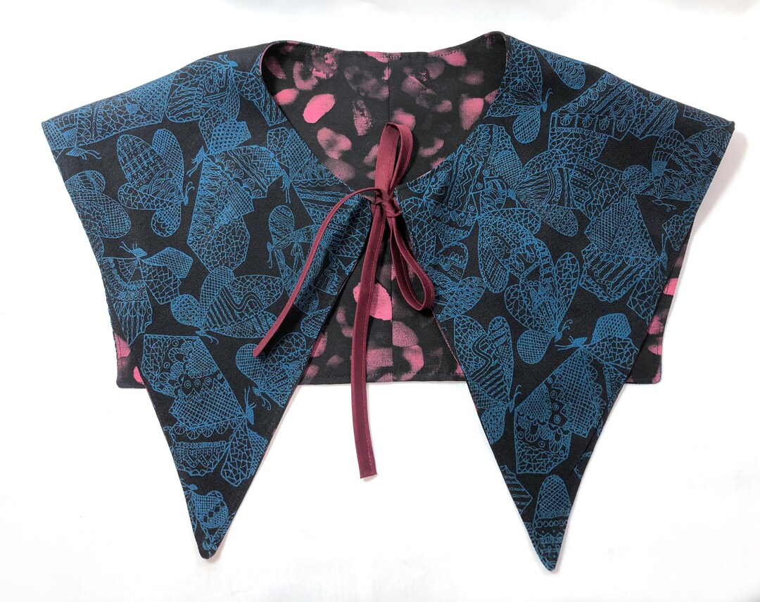 Handmade Reversible Sailor Collar - Kimono Remake - Blue Butterflies ...