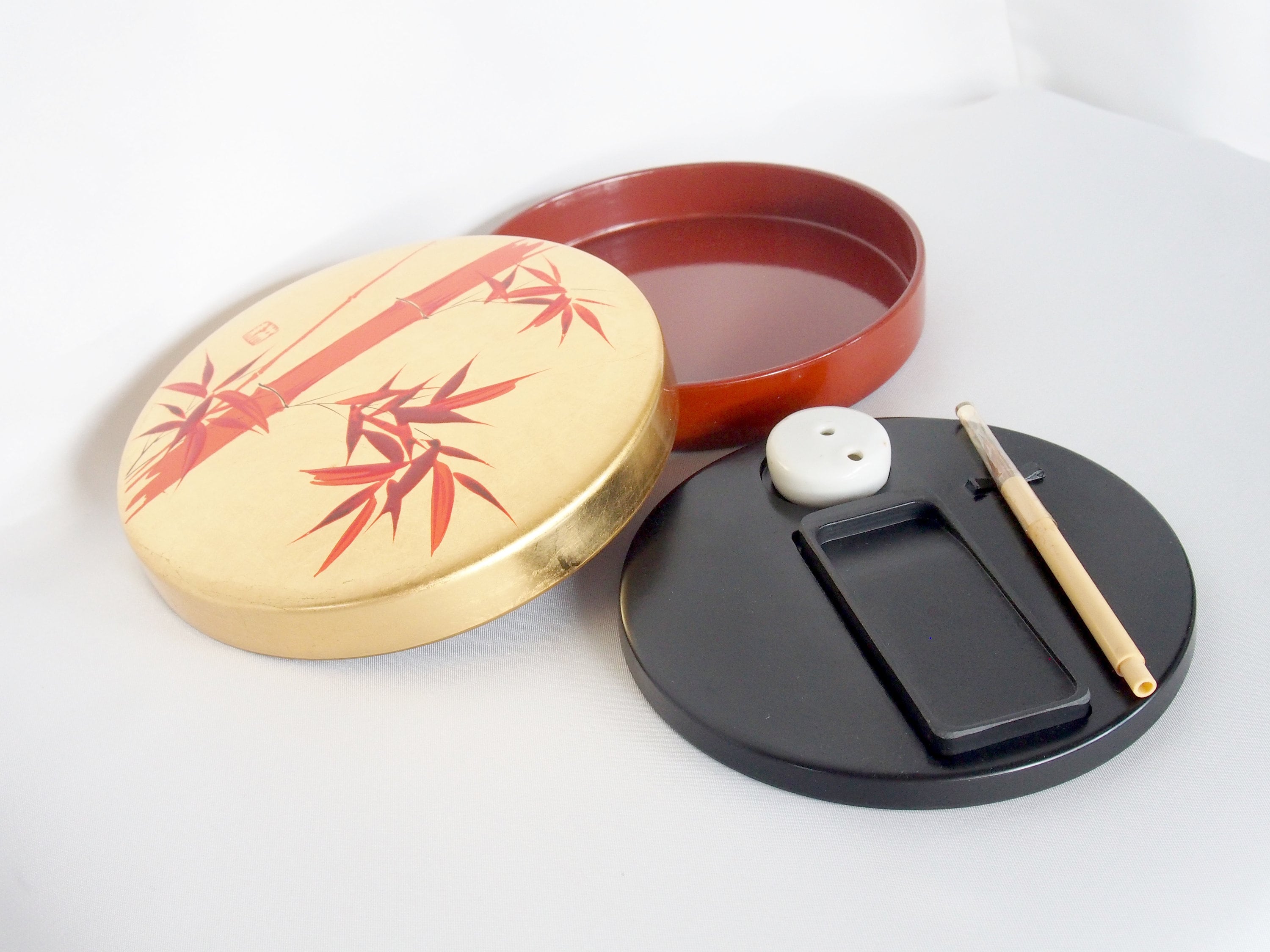 Portable Japanese Calligraphy Set Bamboo Leaves Incomplete Etsy