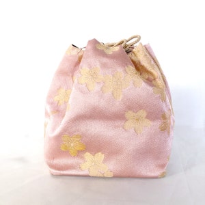 Vintage Japanese Kinchaku Bag – Sakura Cherry Blossom Drawstring Pouch ...