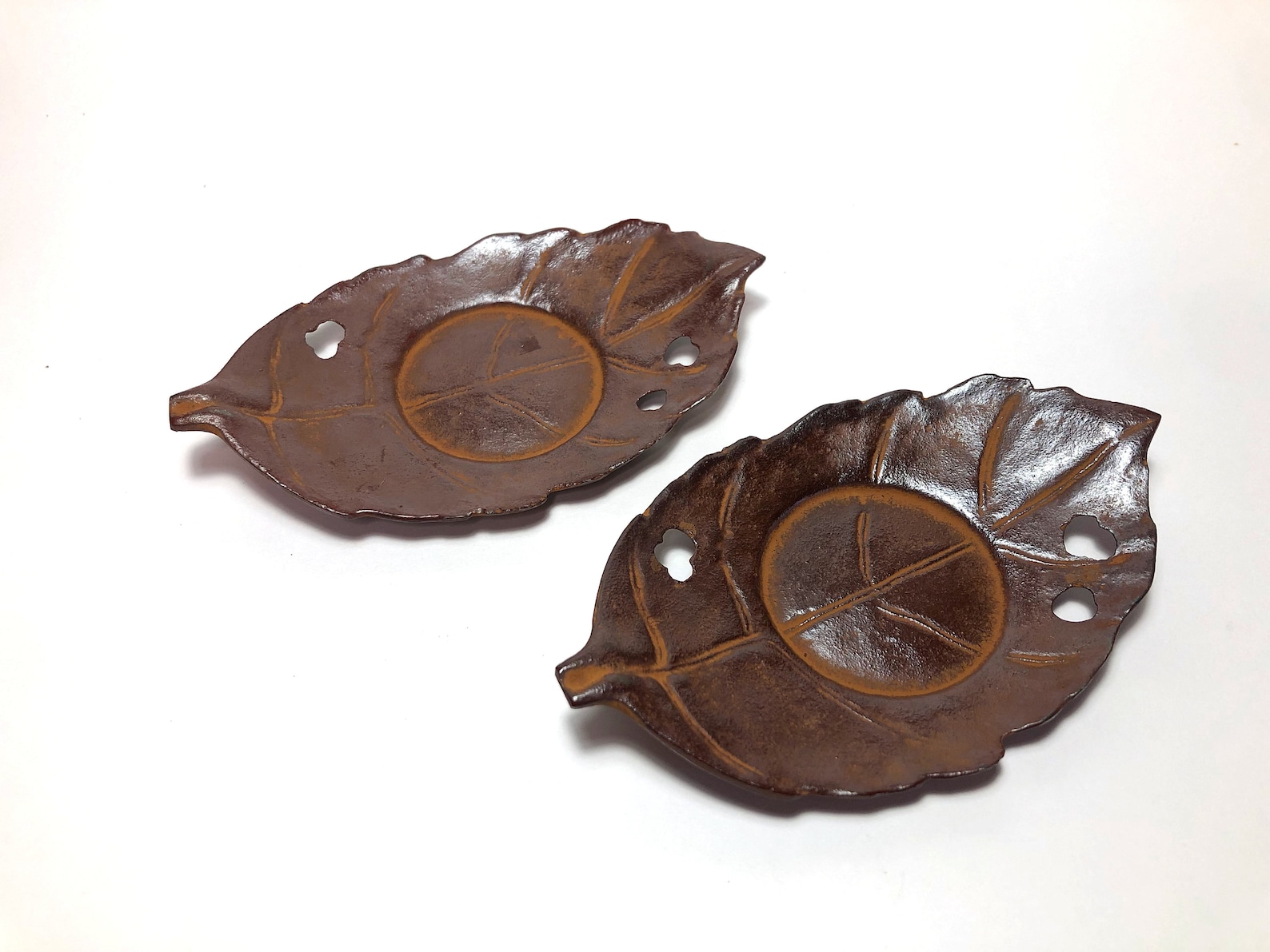 Iron Cast Mini Plates - Cup Saucers - Fallen Sakura Tree Leaves - Etsy