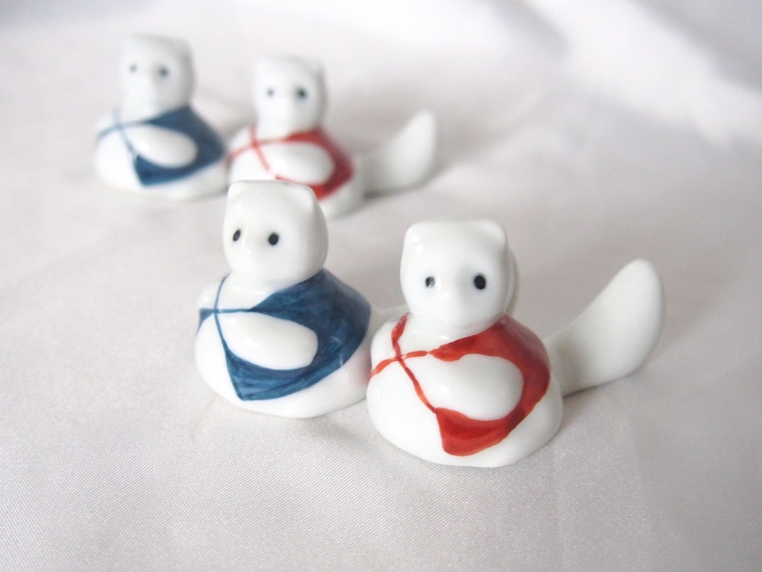 Cute Tanuki Ceramic Hashioki - Hand Painted, Set of 2 - Etsy