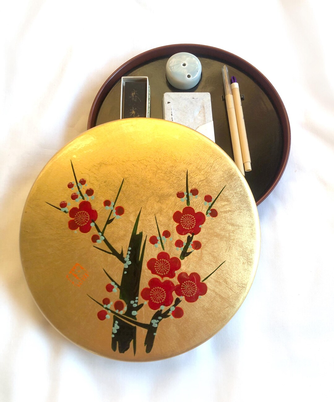 Portable Japanese Calligraphy Set - Plum Blossoms - Etsy