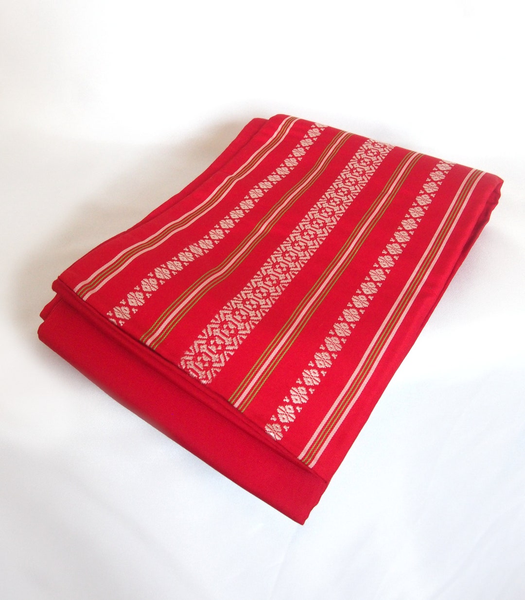 Traditional Japanese Hanhaba Obi- Red, White, and Green Hakata Ori - Etsy