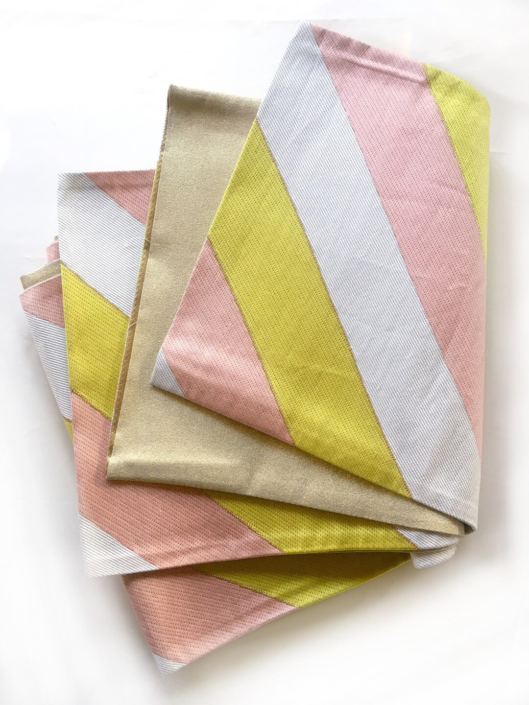 Unique Fukuro Obi - Dancing Obi - Pastel Pink, Greenish Yellow, and ...