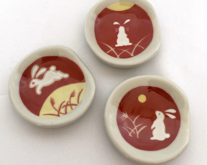 Cute Japanese Porcelain Hashioki - Chopstick Rests - Tsukimi Usagi ...