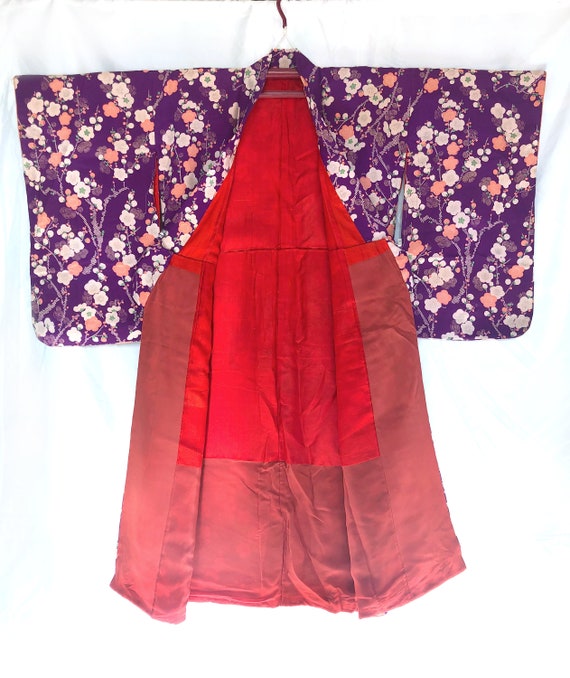Vintage kimono Taisho Roman style - bright purple wit… - Gem