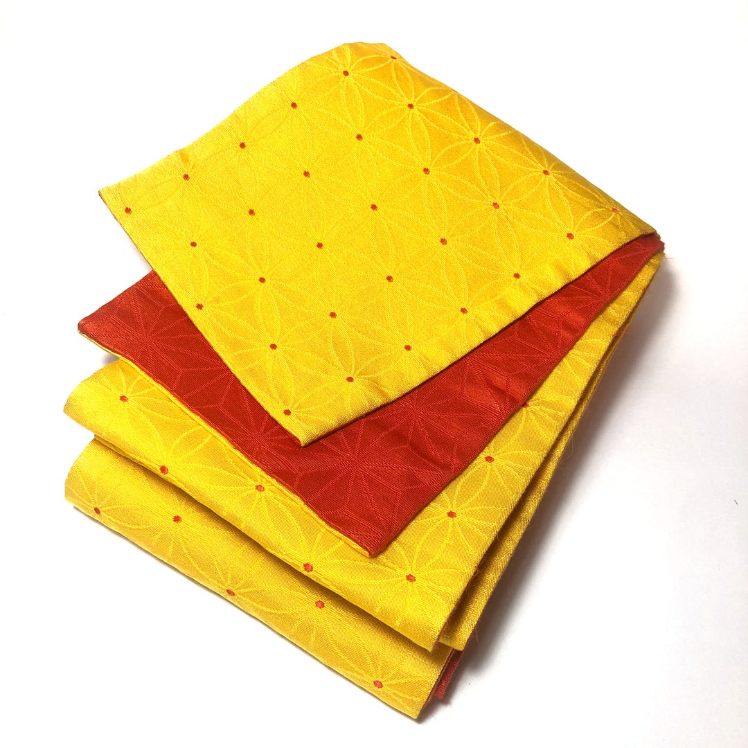 Reversible Japanese Hanhaba Obi Bright Yellow Flowers and Red Star ...