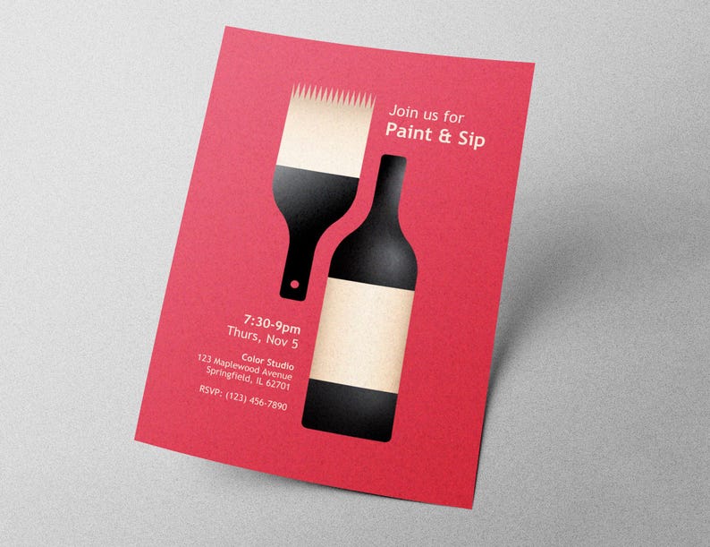 Paint and Sip Invitation – Customizable Template - Etsy
