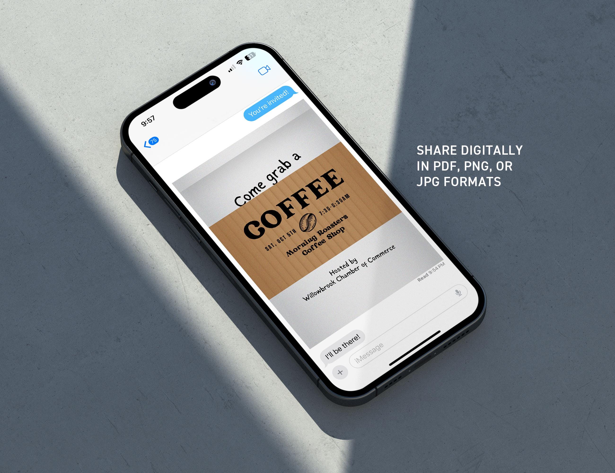Coffee Invitation Customizable Template - Etsy