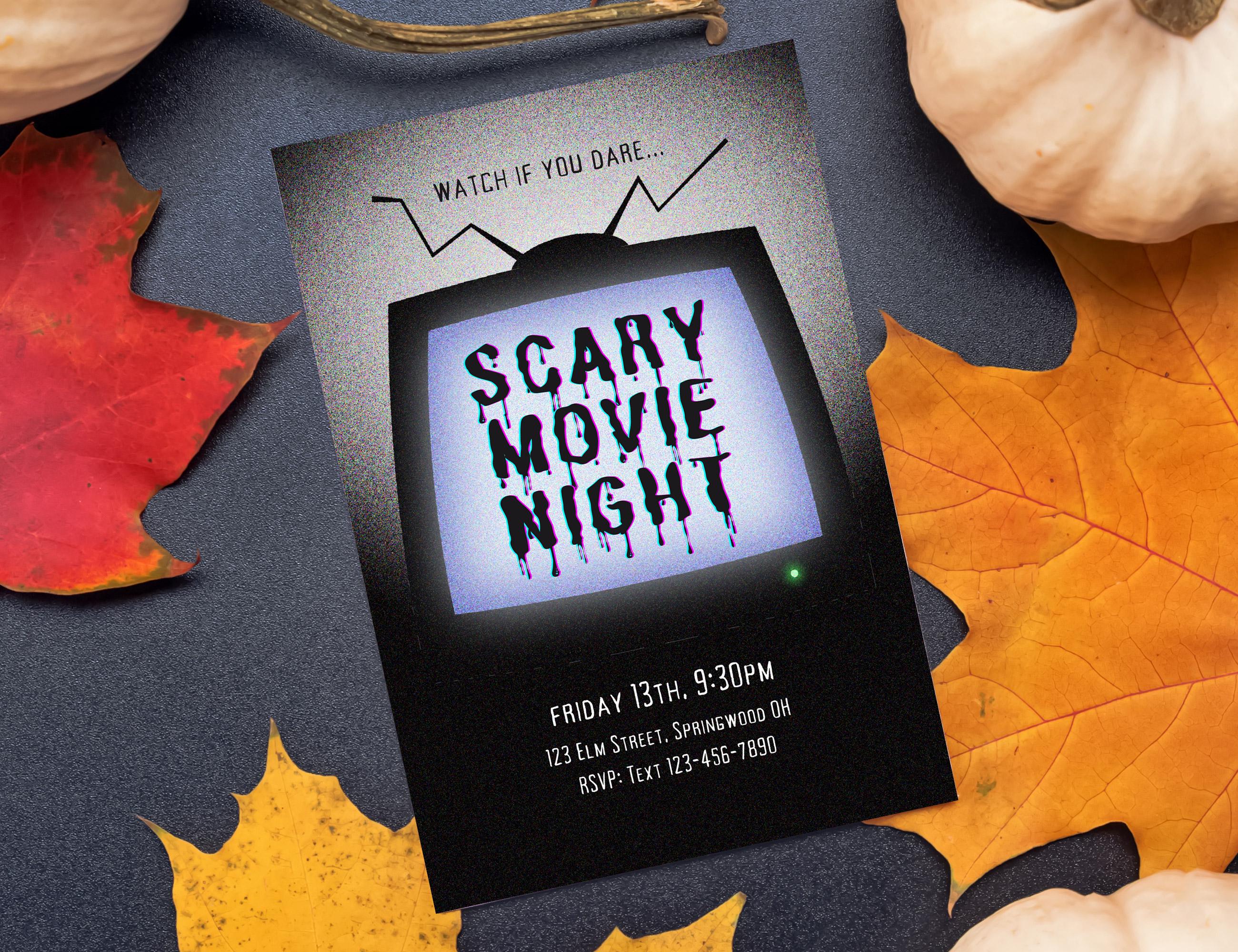 Scary Movie Watch Party Invitation Customizable Template - Etsy