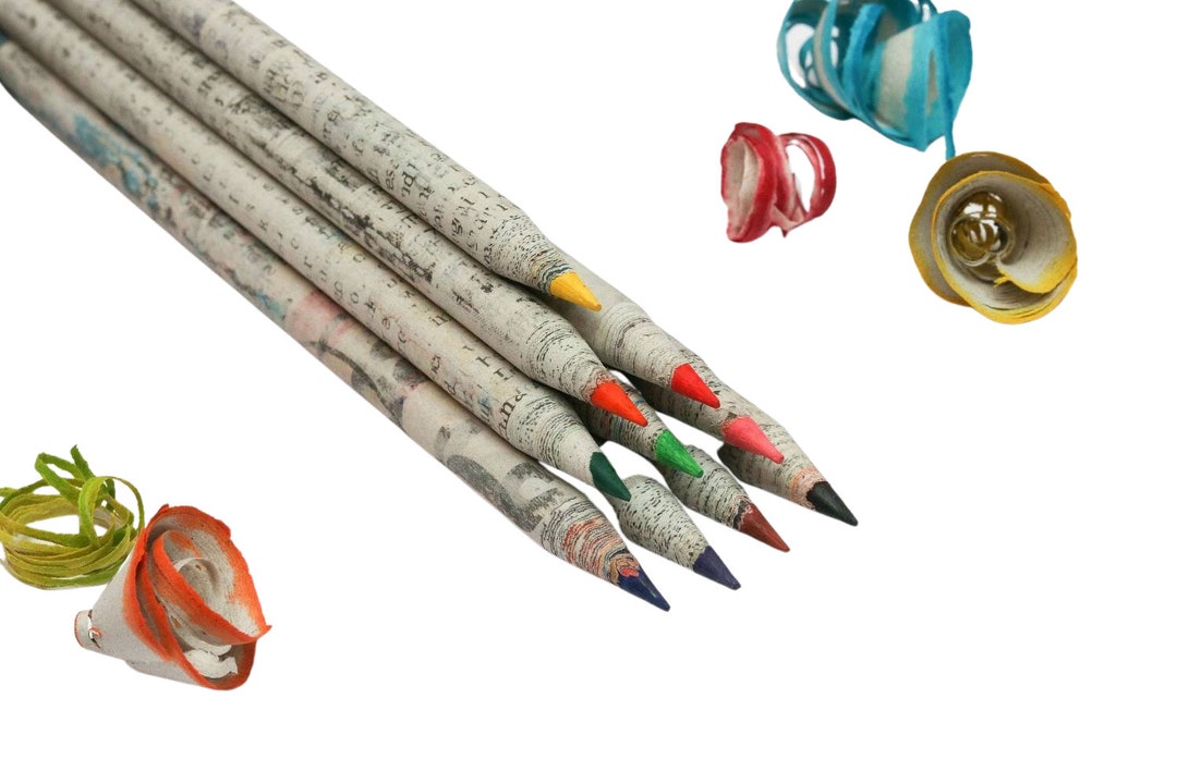 Recycled Newspaper Color Pencils | Christmas Gift | Party Bag Filler ...