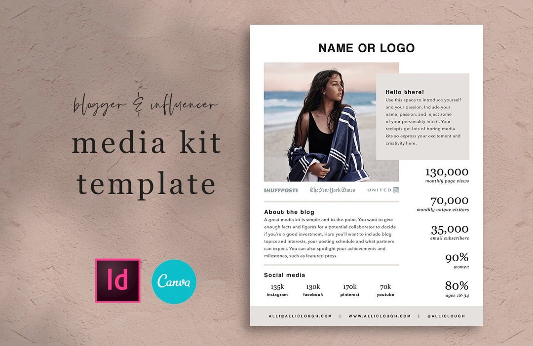 Media Kit Template, Blogger Media Kit, Instant Download, Fully Editable ...