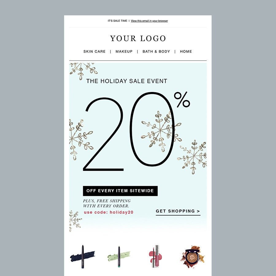 Mailchimp: Holiday Sale Email Template, Retail Sale Email, Instant ...