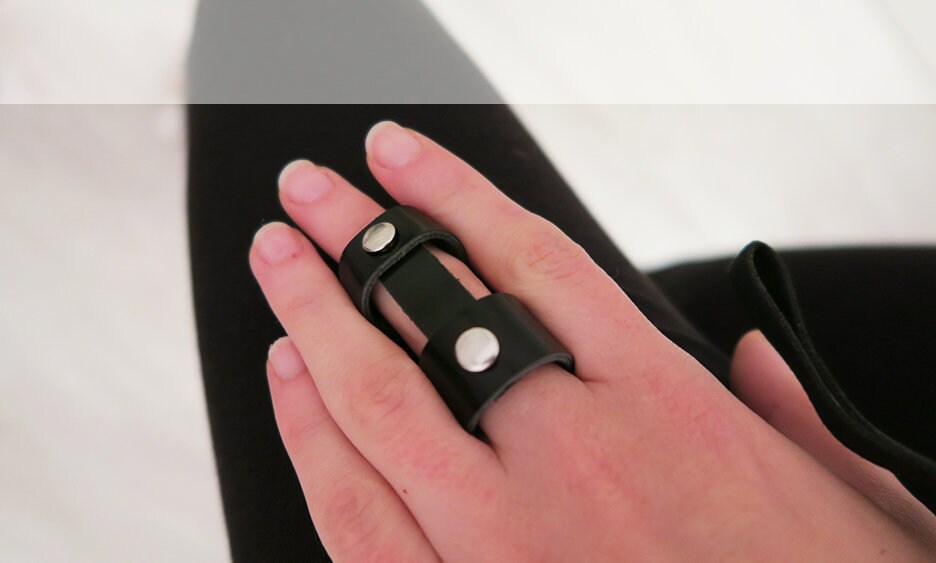 Double Leather Ring Harness Ring Bdsm Ring Black Leather - Etsy