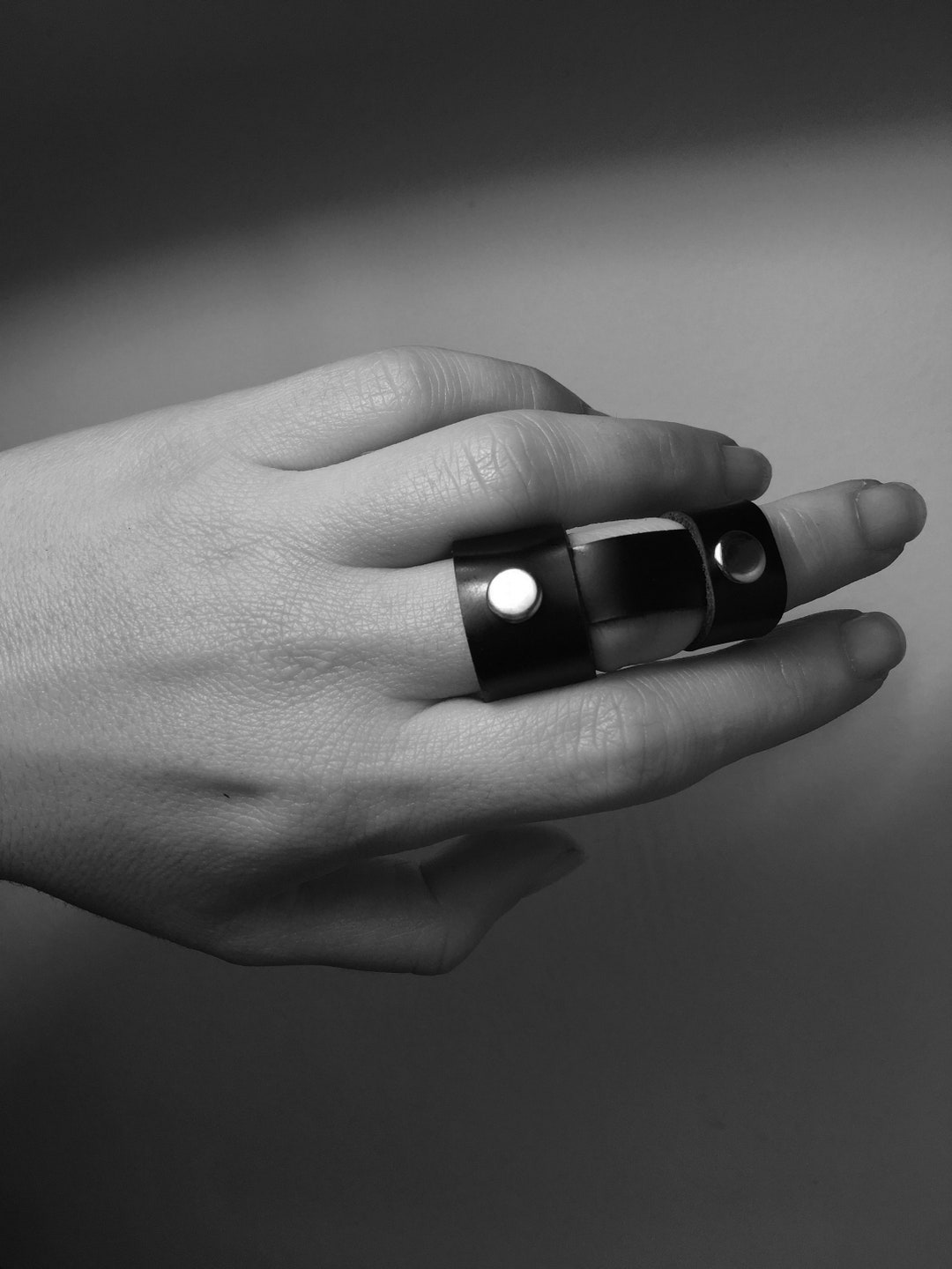 Double Leather Ring Harness Ring Bdsm Ring Black Leather - Etsy