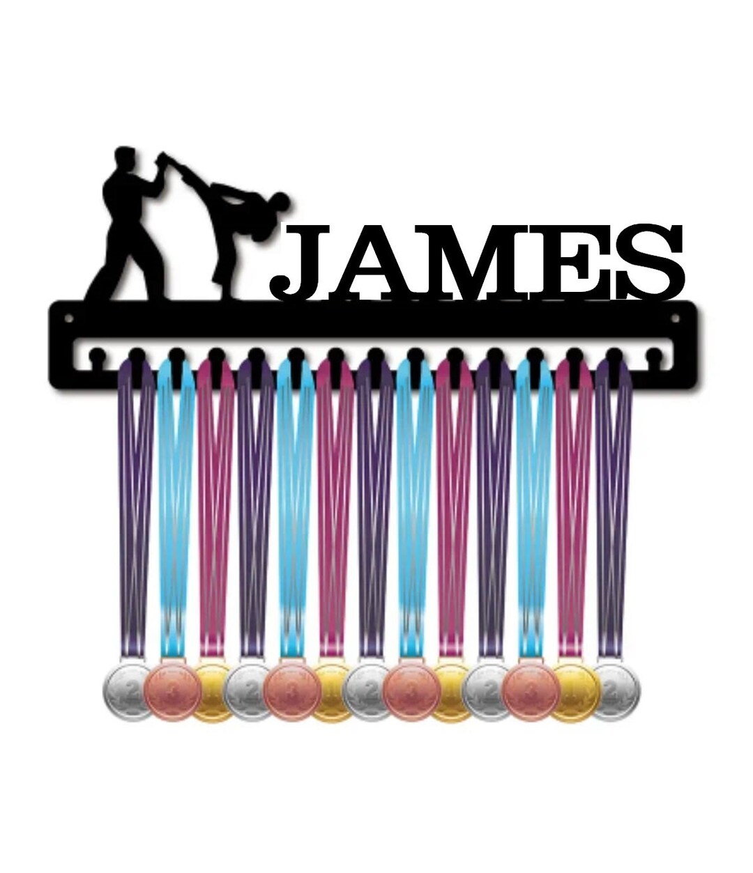 Personalized Acrylic Medal Hanger: Sports Ribbon Display - Etsy
