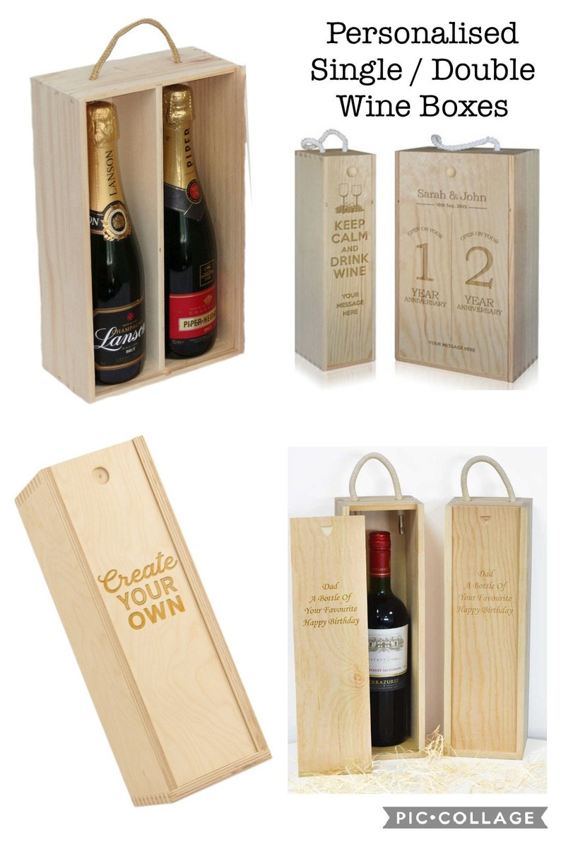 Engraved Personalised Wooden Wine Box - Etsy