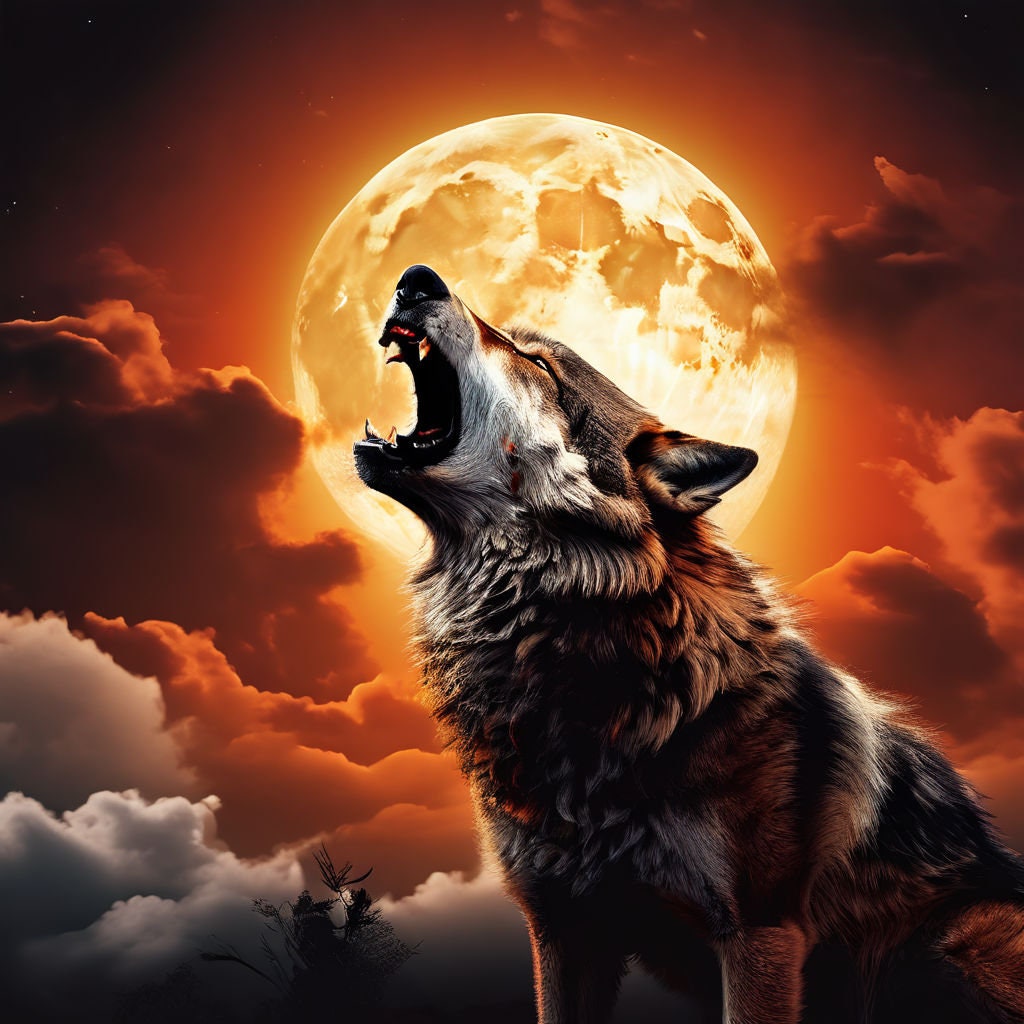 Howling Wolf Canvas - Etsy