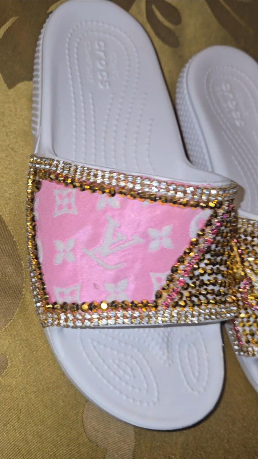 Pink and Gold Croc Slides - Etsy