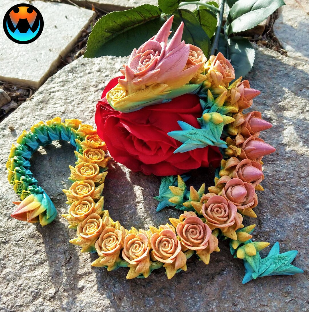 3D Printed Articulating Rose Dragon or Baby Rose Dragon - Etsy