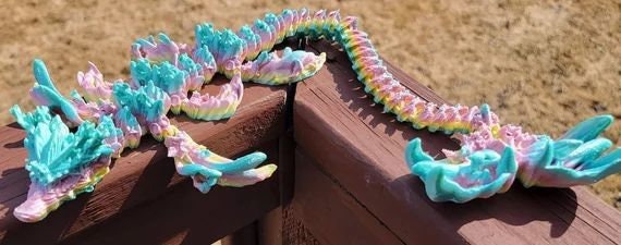 3D Printed Articulating Coral Reef Dragon | Etsy