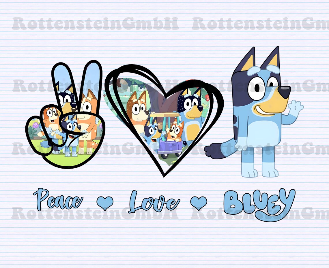 Bluey Peace Love Shirt PNG Bluey Birthday Bluey Family Shirt - Etsy