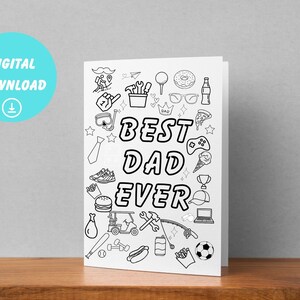 Best Dad Ever Card Coloring Page Digital Download Printable. Father's ...