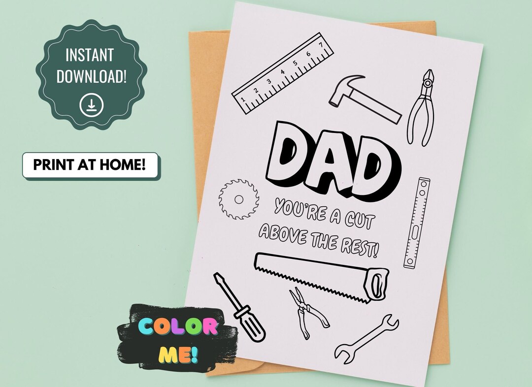 Fathers Day Card Digital Download, Gift for Dad That Loves Tools, Card ...