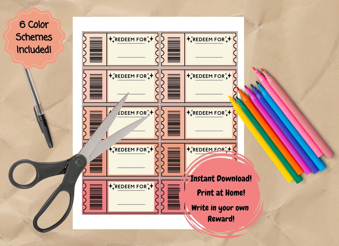 Coupon Card Printable, Good Behavior Reward for Kids, Coupon Gift ...