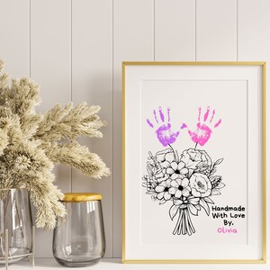 Mother's Day Craft Handprint Art. Birthday Activity Floral Bouquet ...