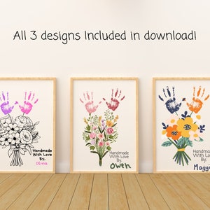 Mother's Day Craft Handprint Art. Birthday Activity Floral Bouquet ...