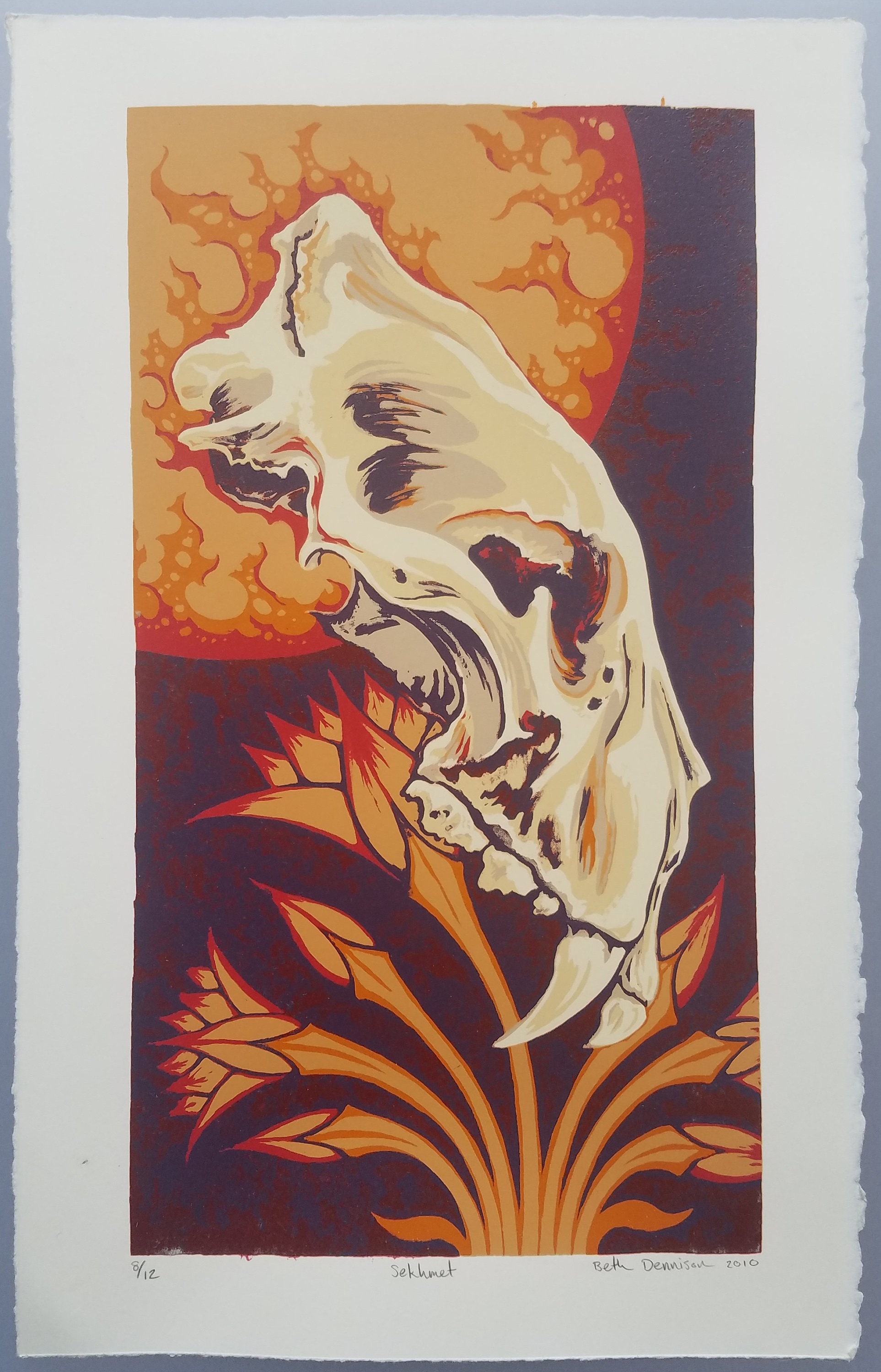 Sekhmet - Hand Pulled Lioness Skull Screenprint - Original Art - Etsy