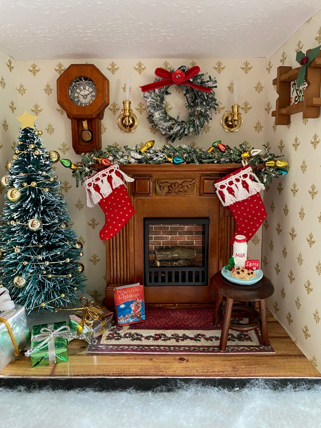 Handmade Christmas Diorama With Ornate & Artisan Components, Wood Box ...