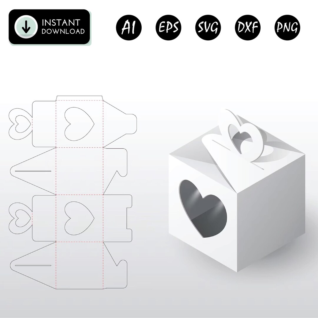 Love Box Svg, Heart Favor Box , Candy Box Svg, Favor Box, Gift Box, Svg ...