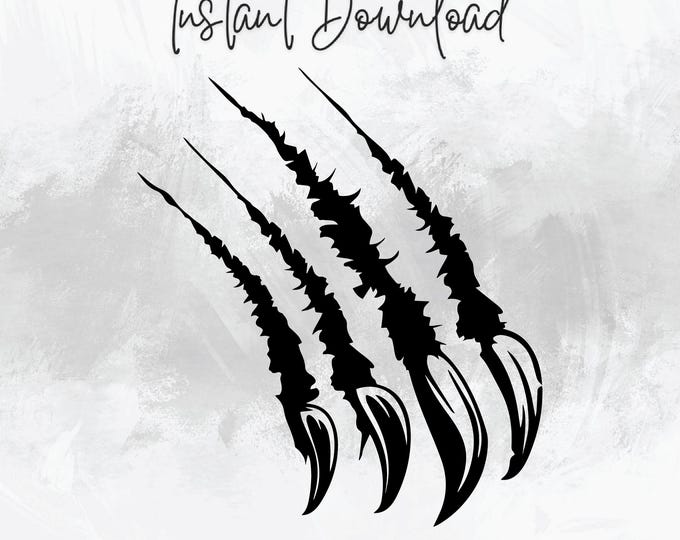 Grunge Claw Marks Svg & PNG Files, Claw in Wall Clipart Silhouette ...