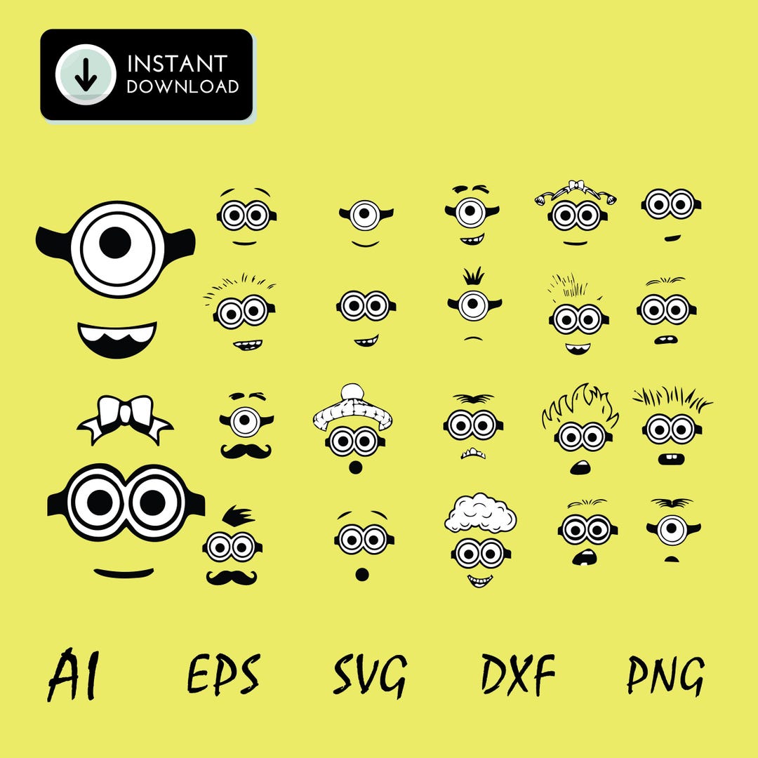 Minion Face Svg Bundle, Minion Svg Bundle, Minions Cricut Files ...